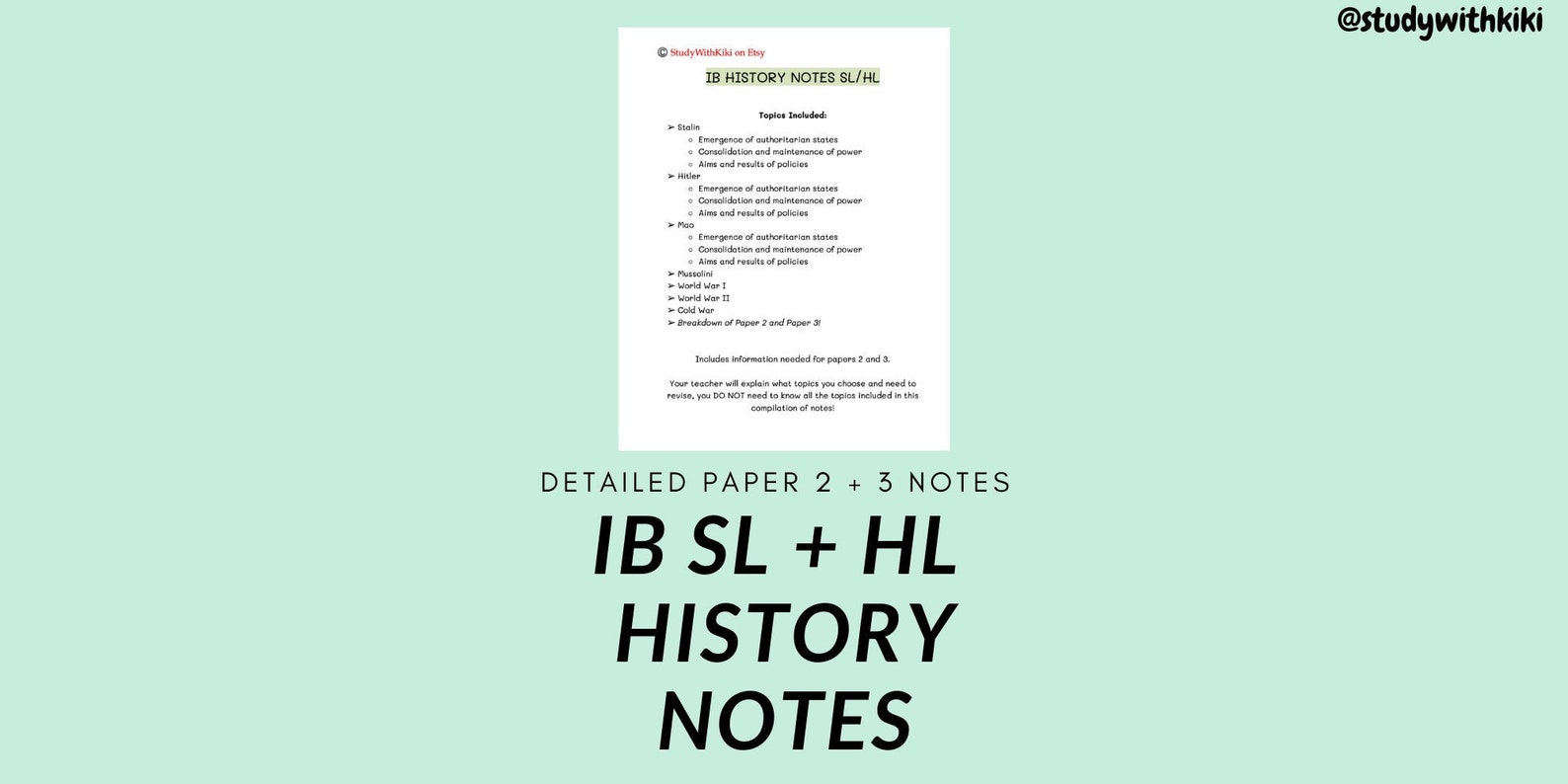 IB SL/HL Detailed History Notes! | Paper 2 + 3 | International ...