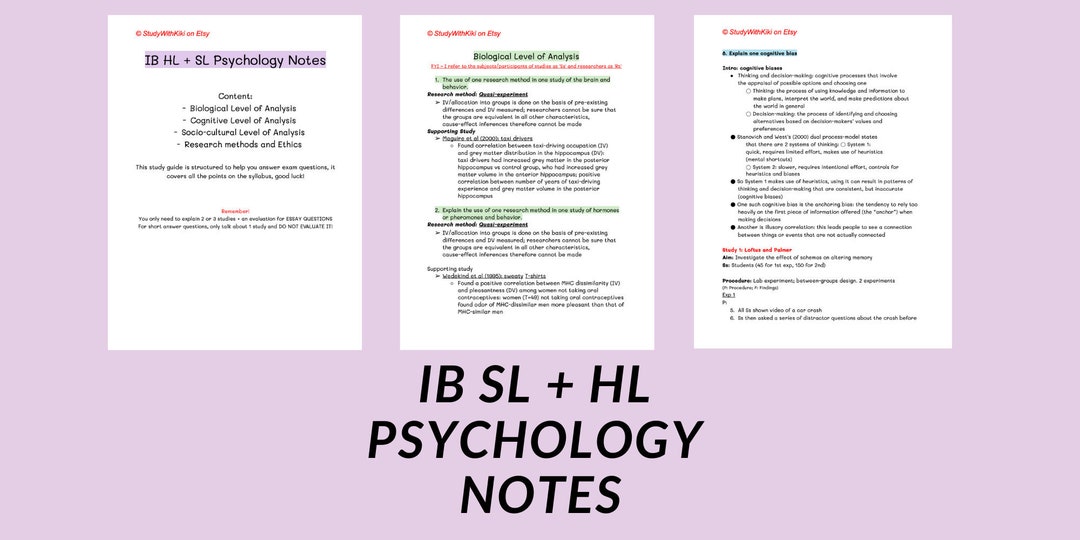 IB SL/HL Psychology Notes | Detailed Study Guide | International ...