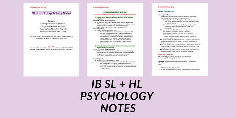 IB SL/HL Psychology Notes | Detailed Study Guide | International ...