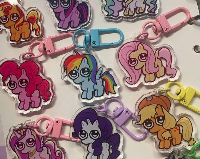 My Little Pony Mane 6 Keychain, Repurposed Mini Figure Mlp *read Desc ...
