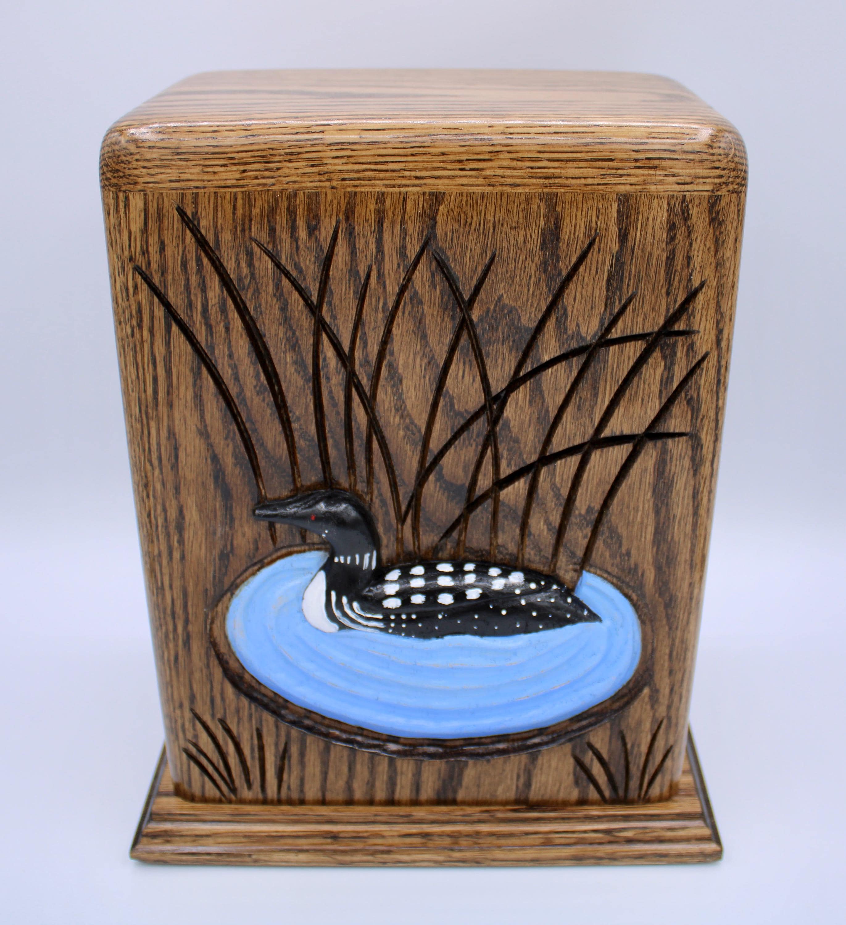 Hand-carved Painted Loon Cremation Urn - Etsy