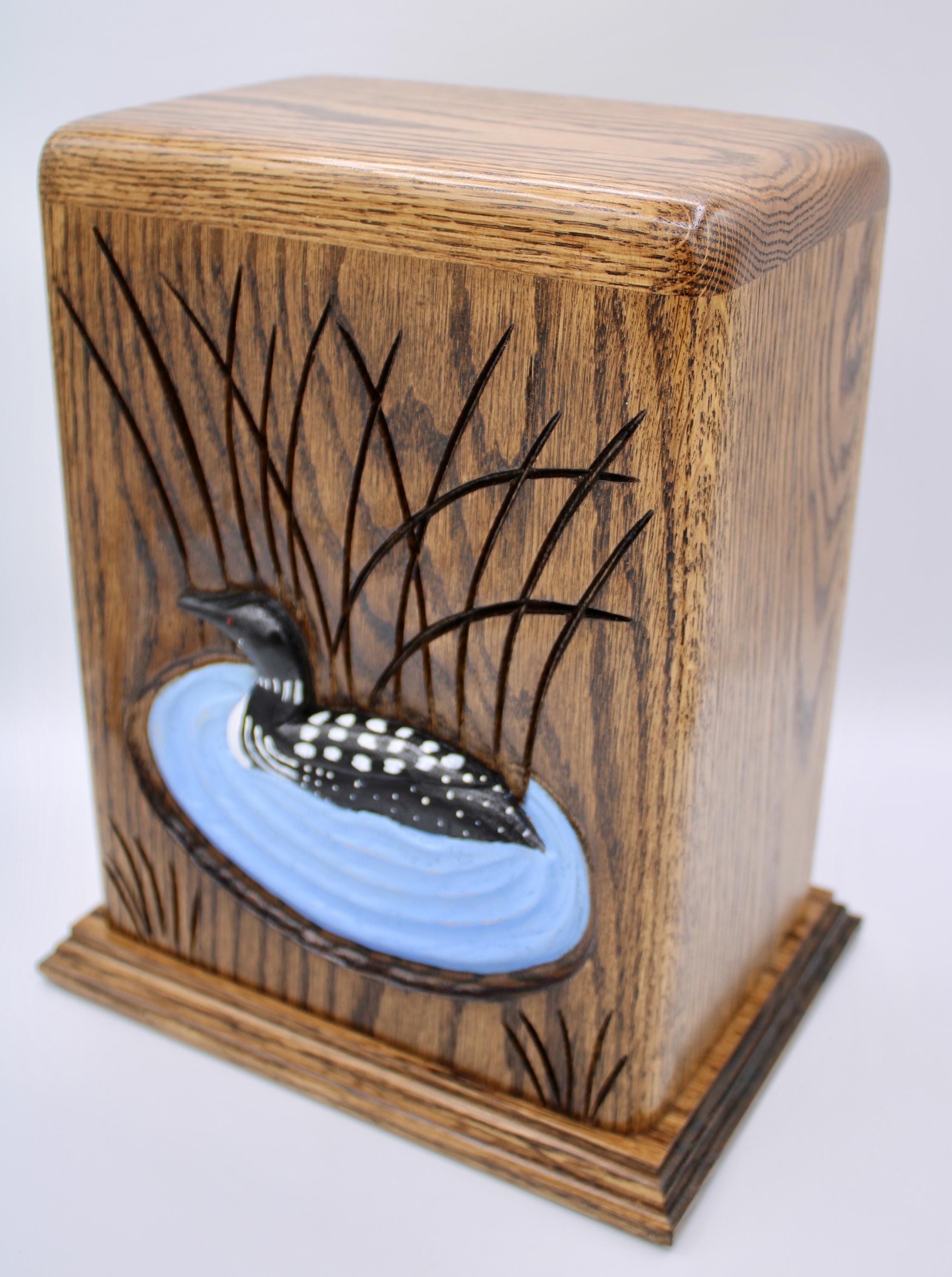 Hand-carved Painted Loon Cremation Urn - Etsy