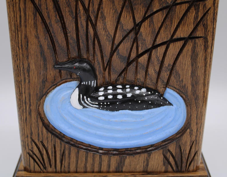 Hand-carved Painted Loon Cremation Urn - Etsy
