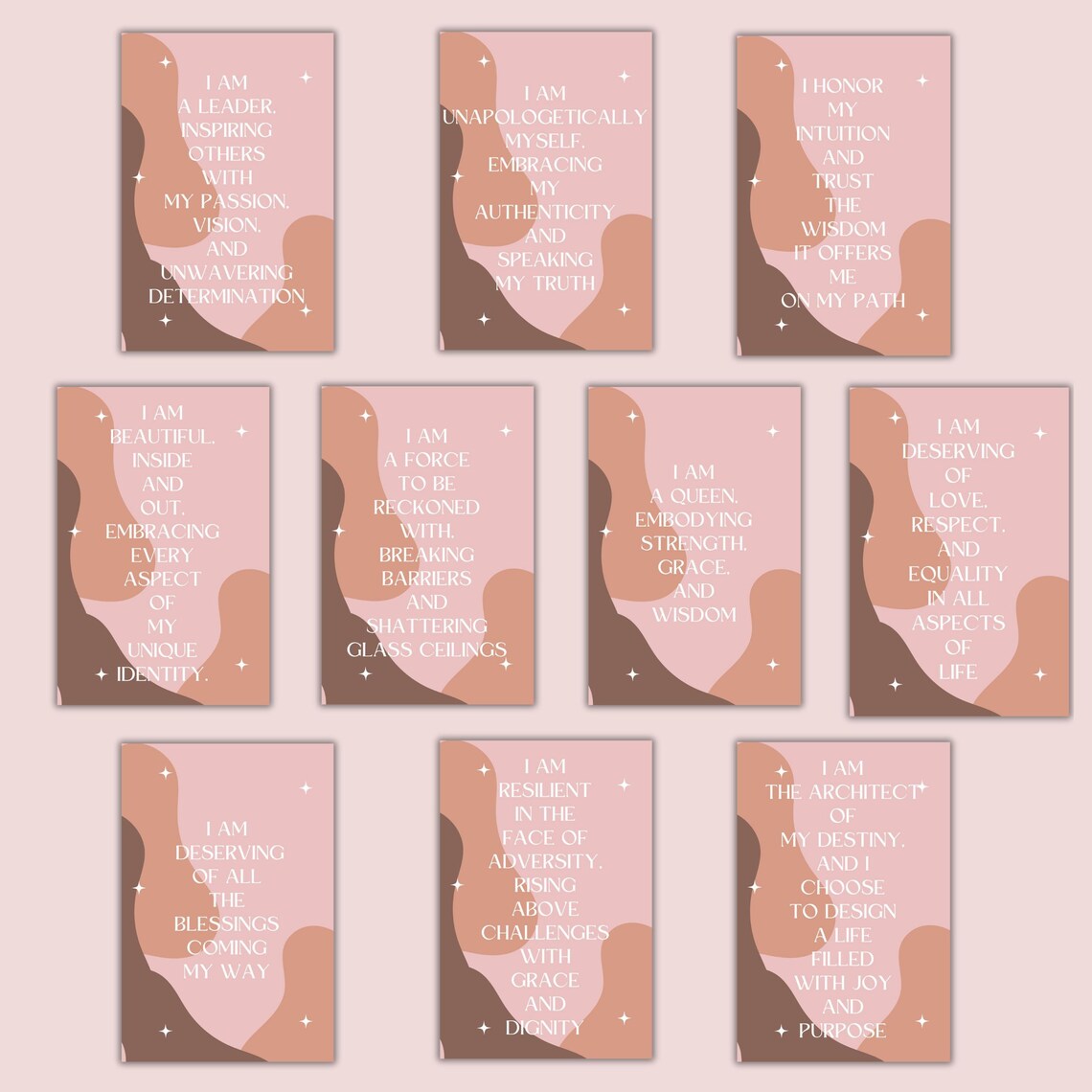 20 Affirmation Cards Printable, 4 X 6 Affirmation Cards Digital ...