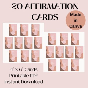 20 Affirmation Cards Printable, 4 X 6 Affirmation Cards Digital ...