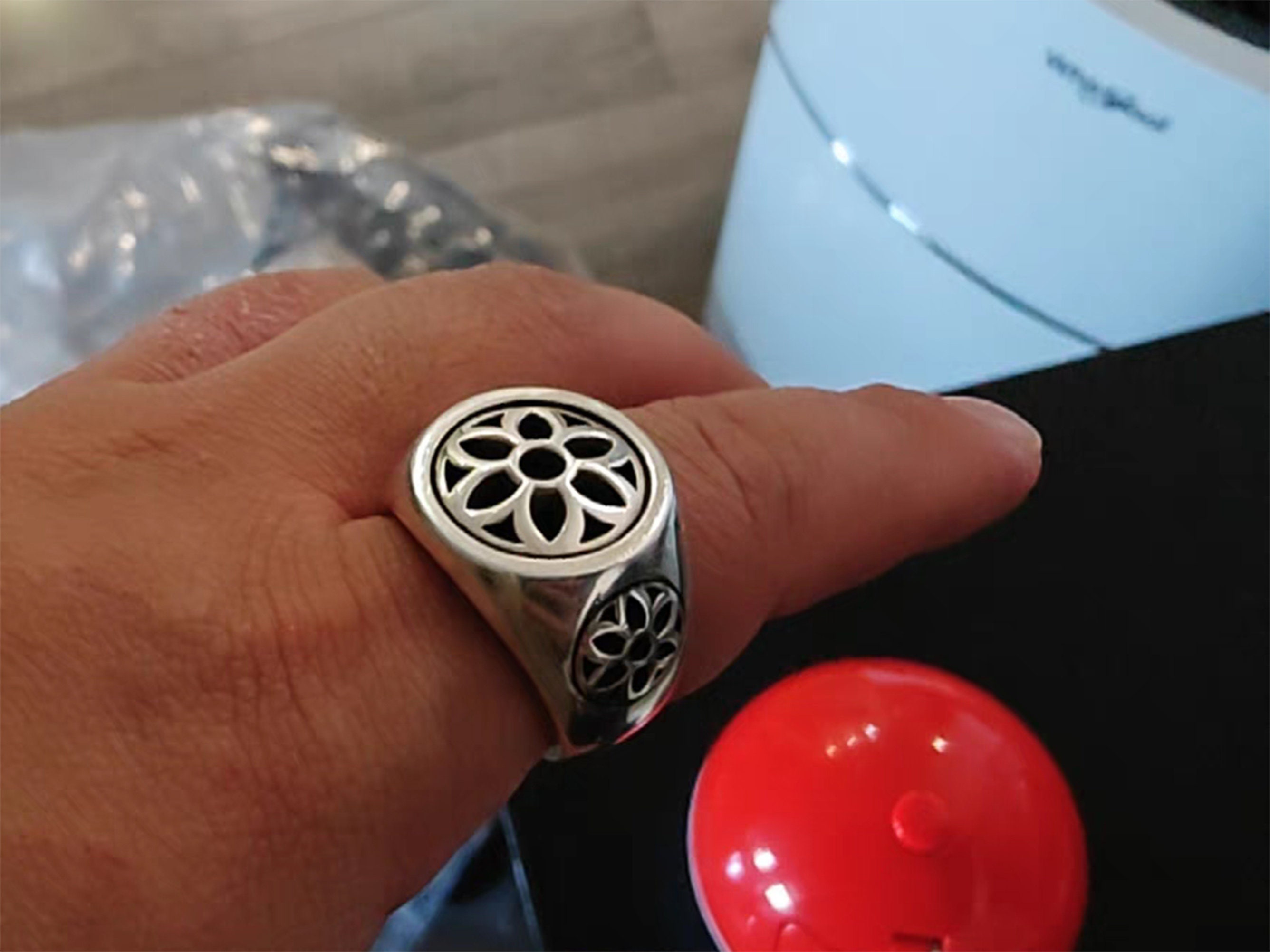 Chrome Hearts Style Rings, Sterling Silver Cherry Blossom Design Ring ...