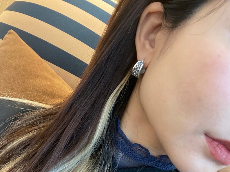 Chrome Hearts Style Small Hoop Earrings, Sterling Silver Hoop Earrings ...