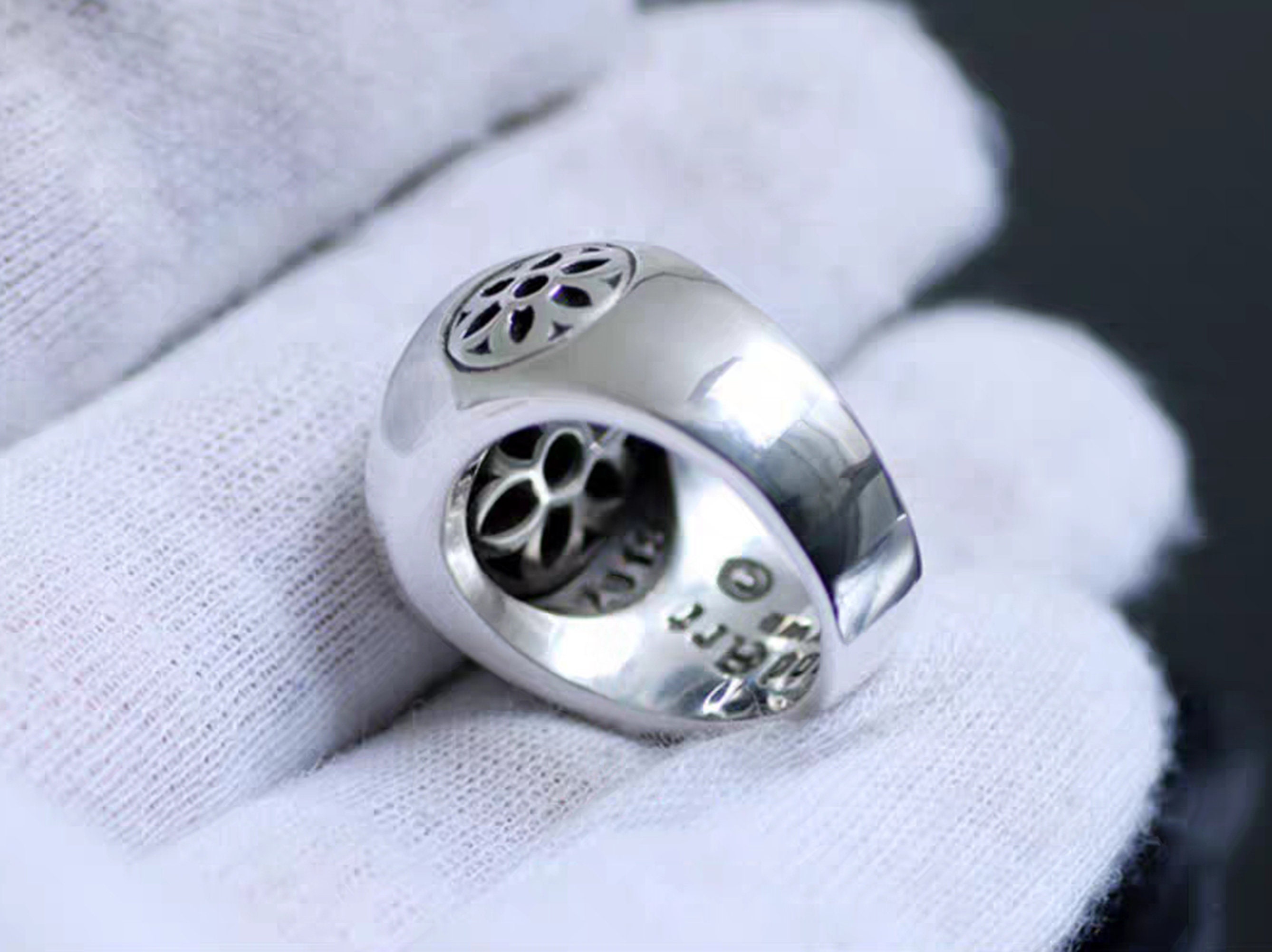Chrome Hearts Style Rings, Sterling Silver Cherry Blossom Design Ring ...