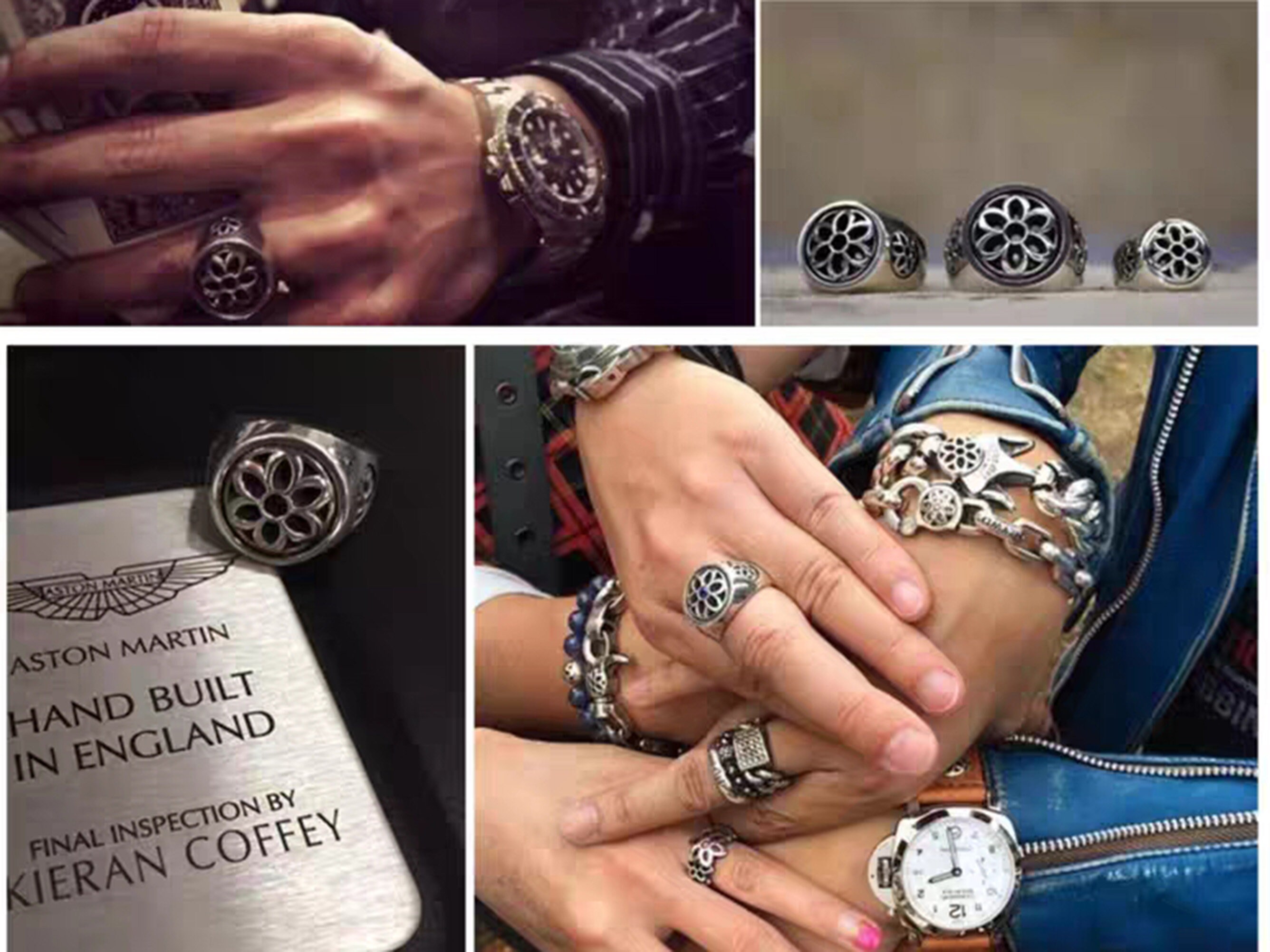 Chrome Hearts Style Rings, Sterling Silver Cherry Blossom Design Ring ...