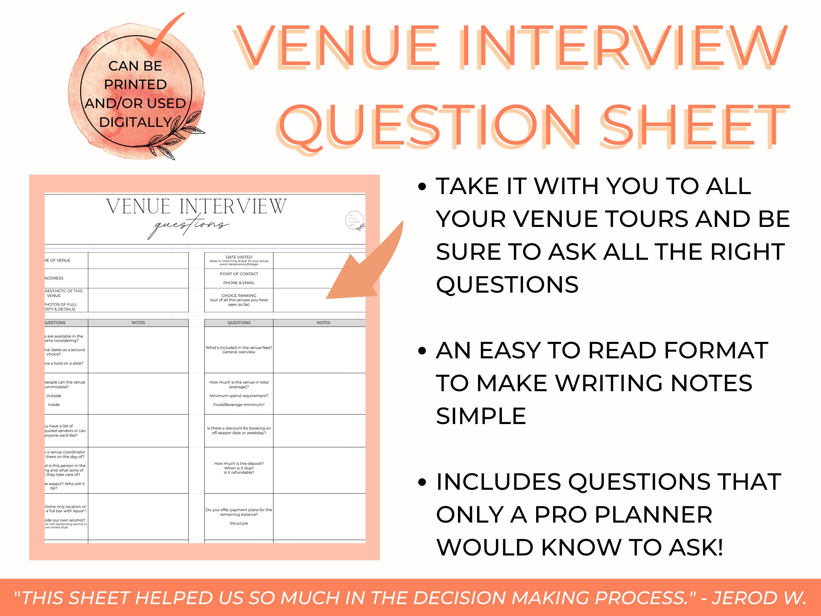 Template Ultimate Venue Interview Questionnaire Question Wedding Event ...
