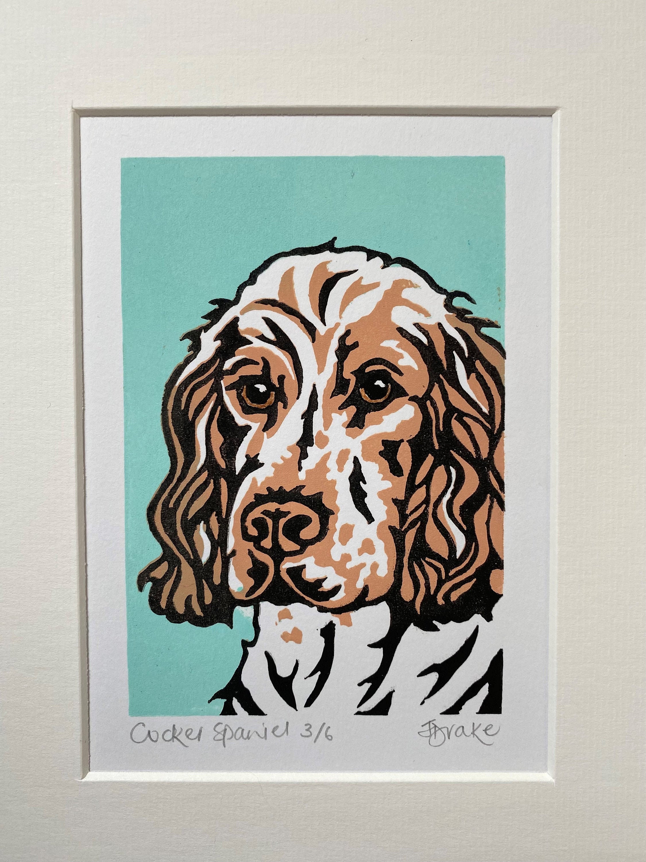 Cocker Spaniel Original Signed Lino Print - Etsy