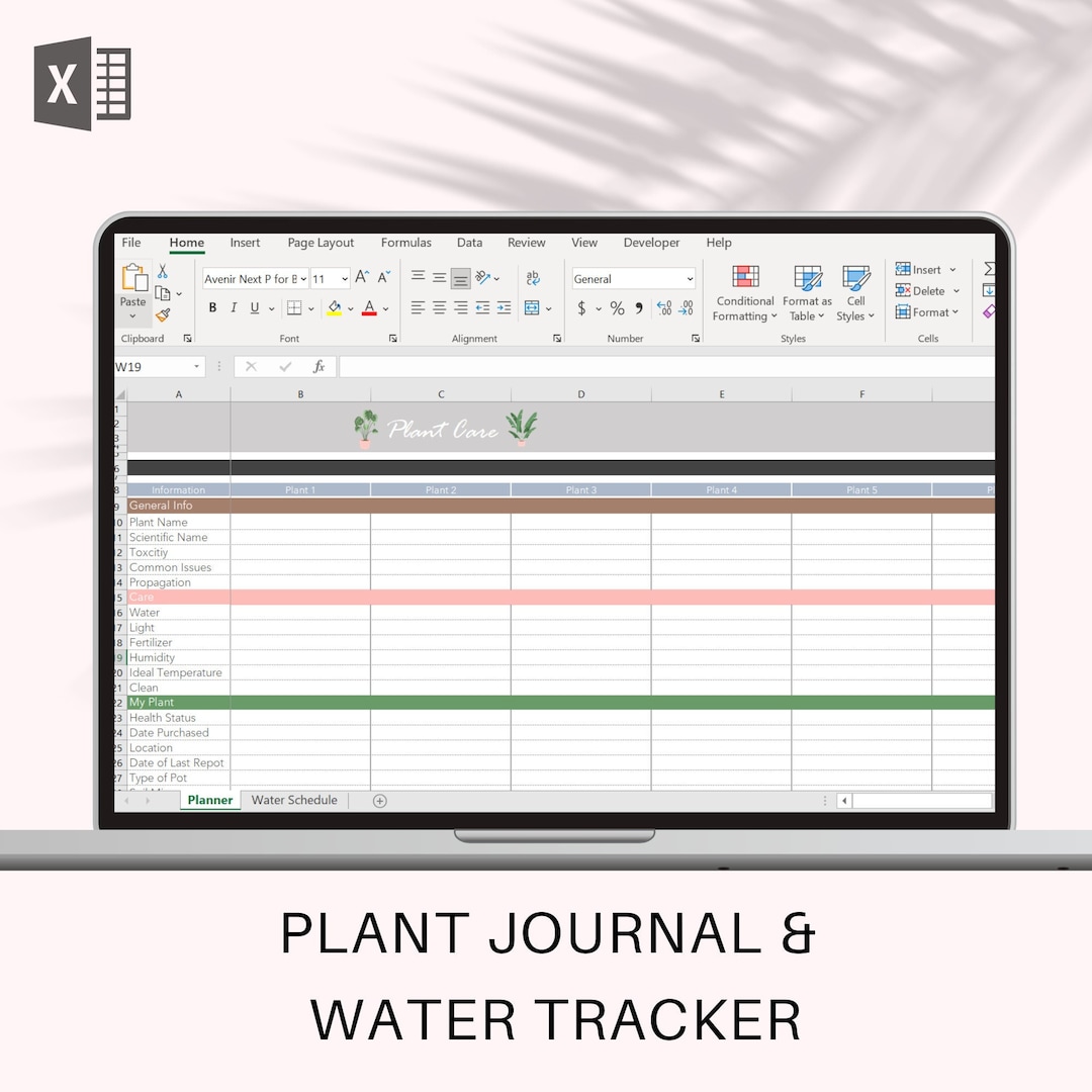 Plant Care Journal and Water Tracker, Excel Spreadsheet, Instant ...