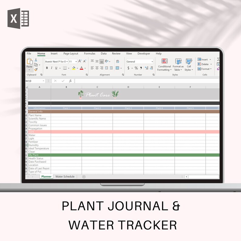 Plant Care Journal and Water Tracker, Excel Spreadsheet, Instant ...