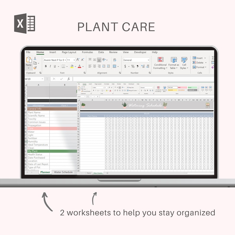 Plant Care Journal and Water Tracker, Excel Spreadsheet, Instant ...