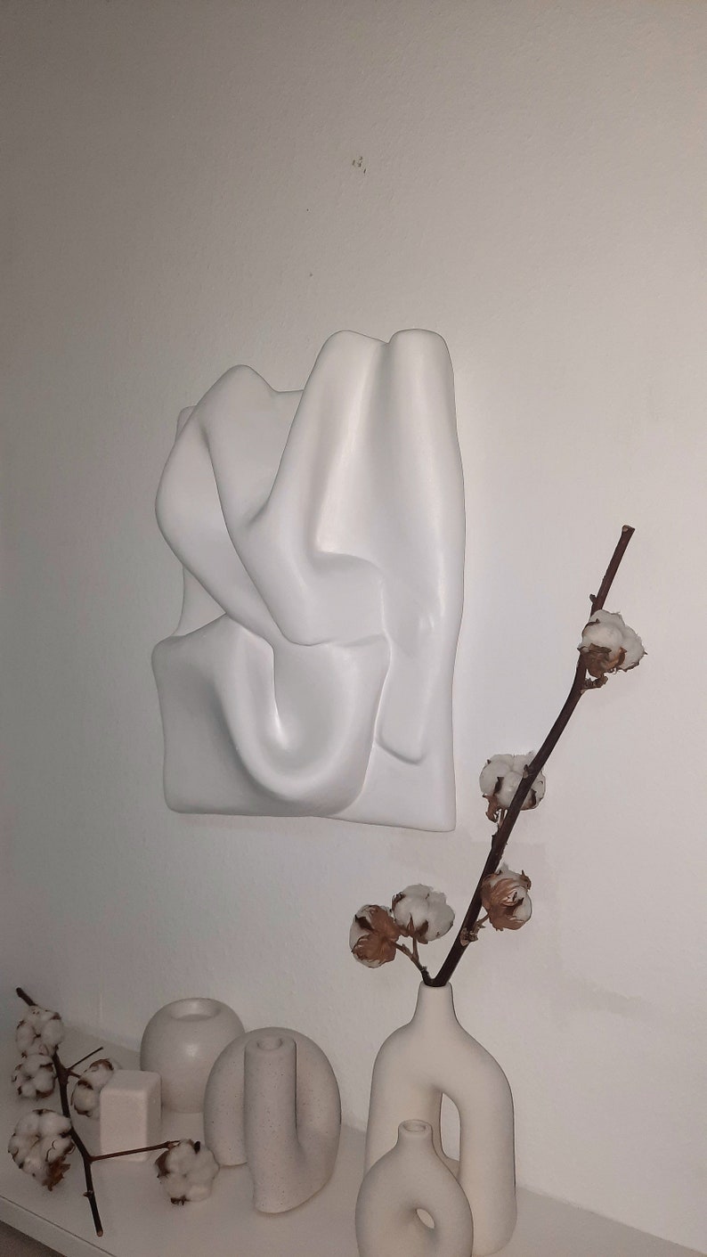 3D Plaster Fabric Textured White Painting on Canvas, Original ...