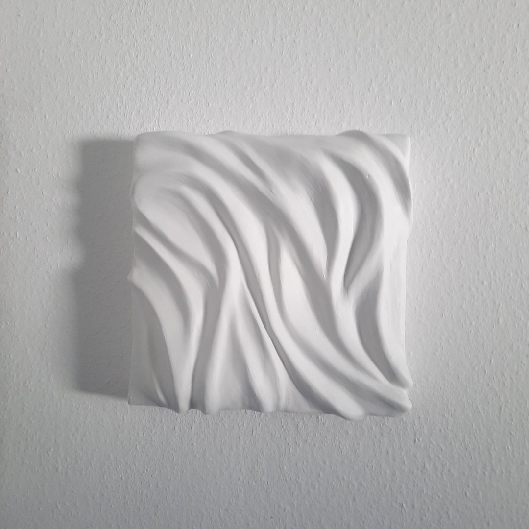 3D Plaster Fabric Textured White Painting on Canvas, Original ...