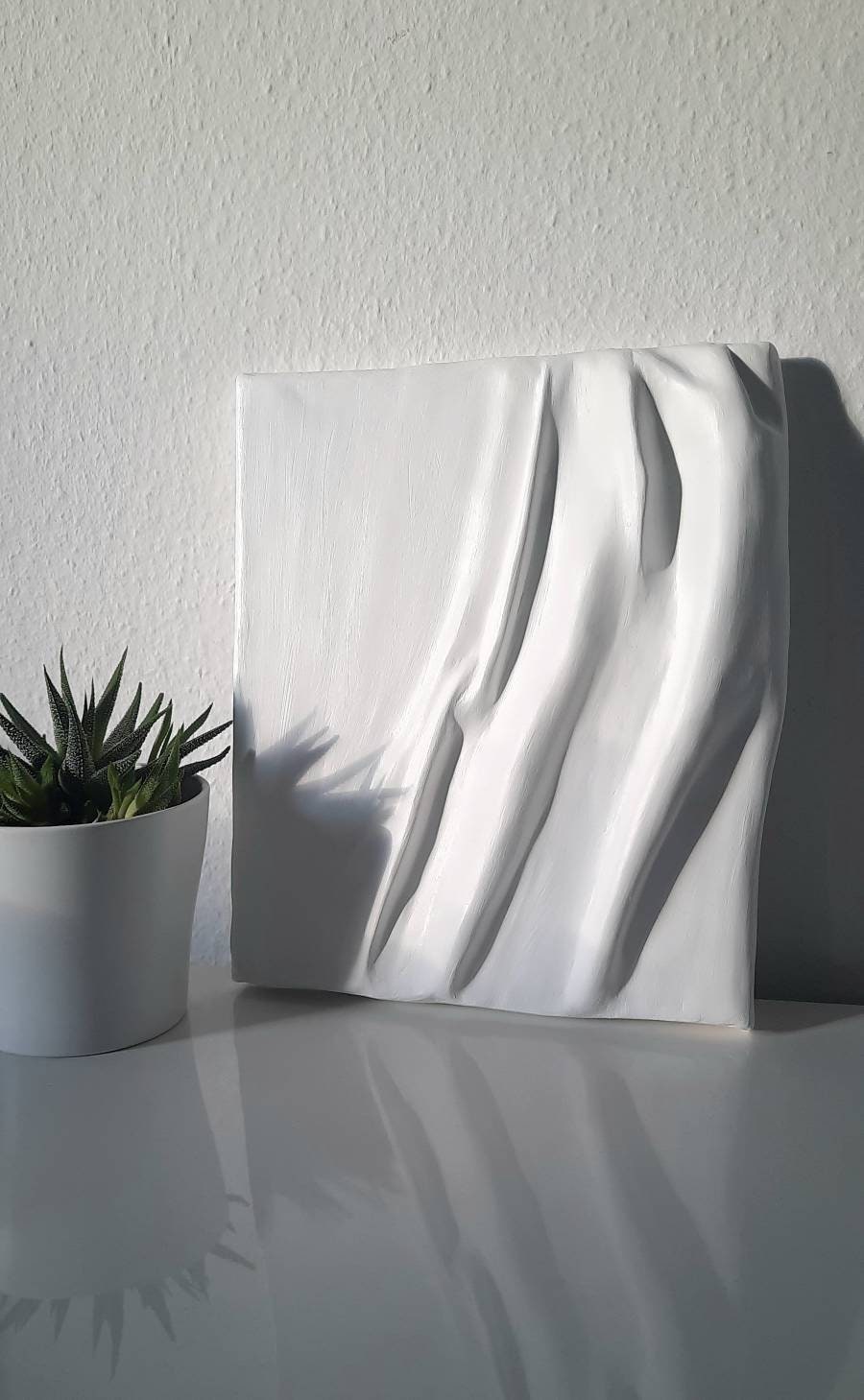 Plaster Art 3d Painting Canvas Minimalist Modern Painting, White ...