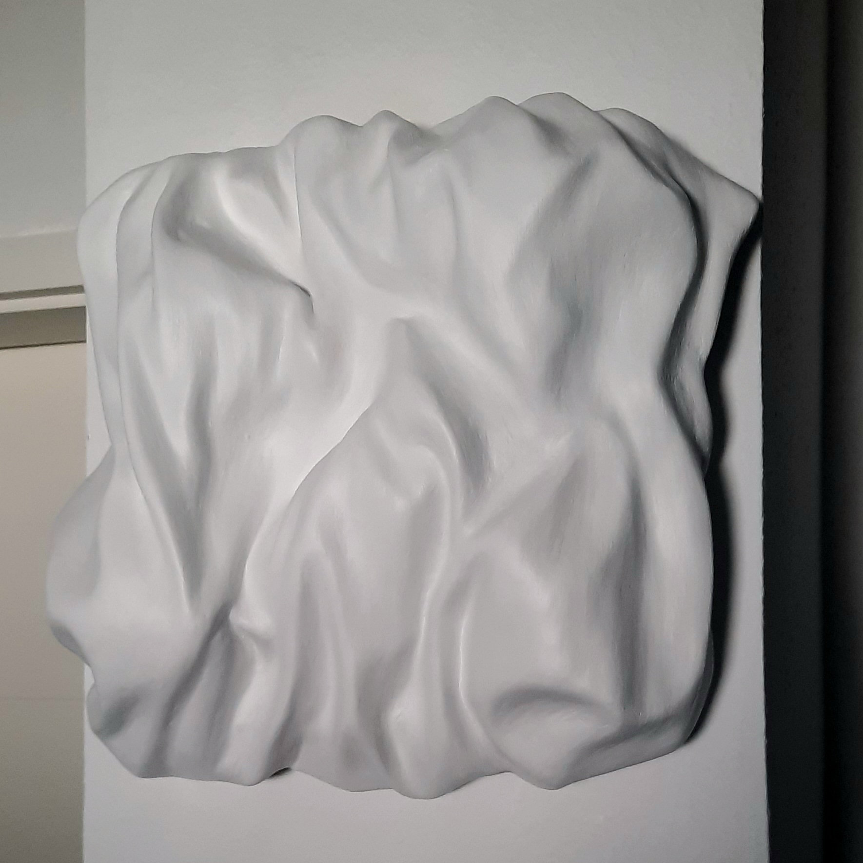 3D Plaster Fabric Textured White Painting on Canvas, Original ...