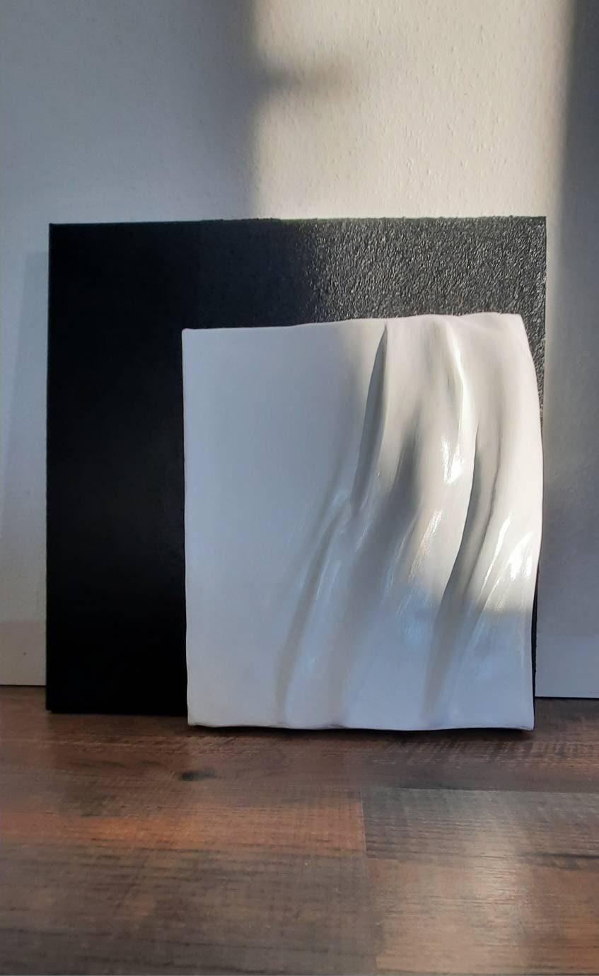 Plaster Art 3d Painting Canvas Minimalist Modern Painting, White ...