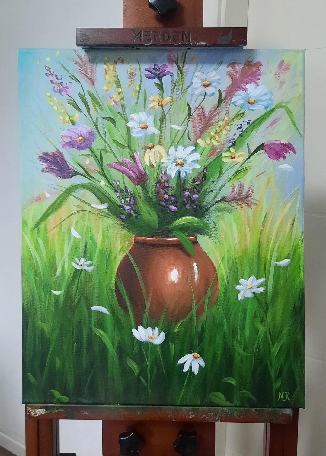 Flower in Vase Painting Original Spring Floral Wall Art Meadow ...