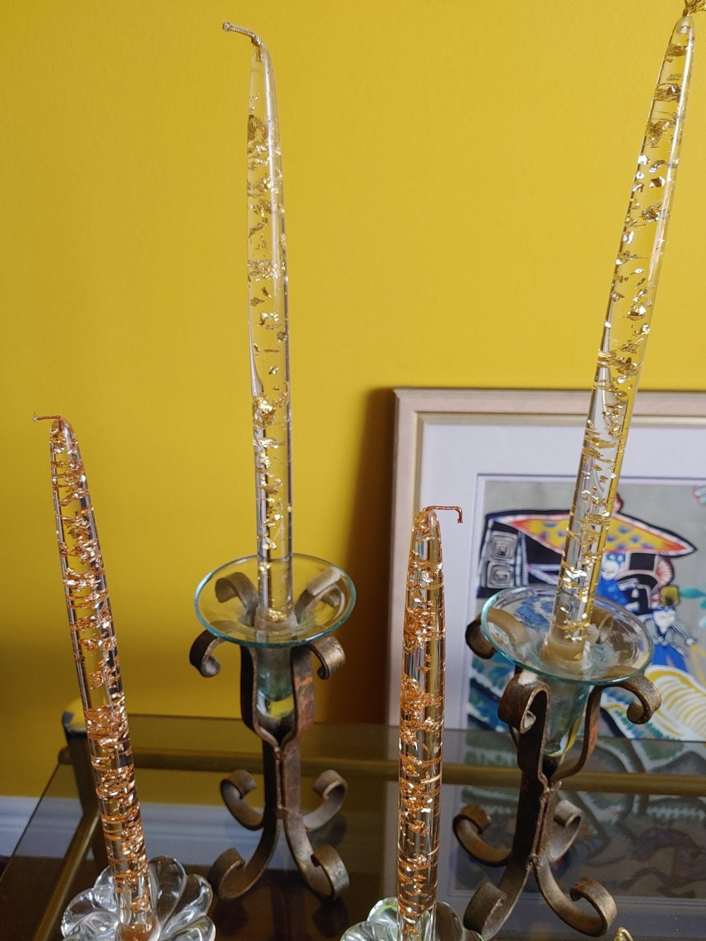 Vintage, Lucite Candles, With Gold, Silver, Bronze Flakes, MCM ...