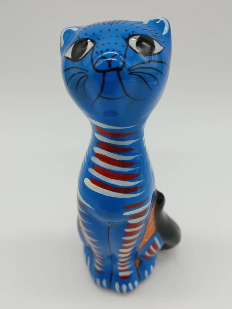 Colorful, Talavera, Cat, Figurine, Mexico, Folk Art, Red Clay, Pottery ...