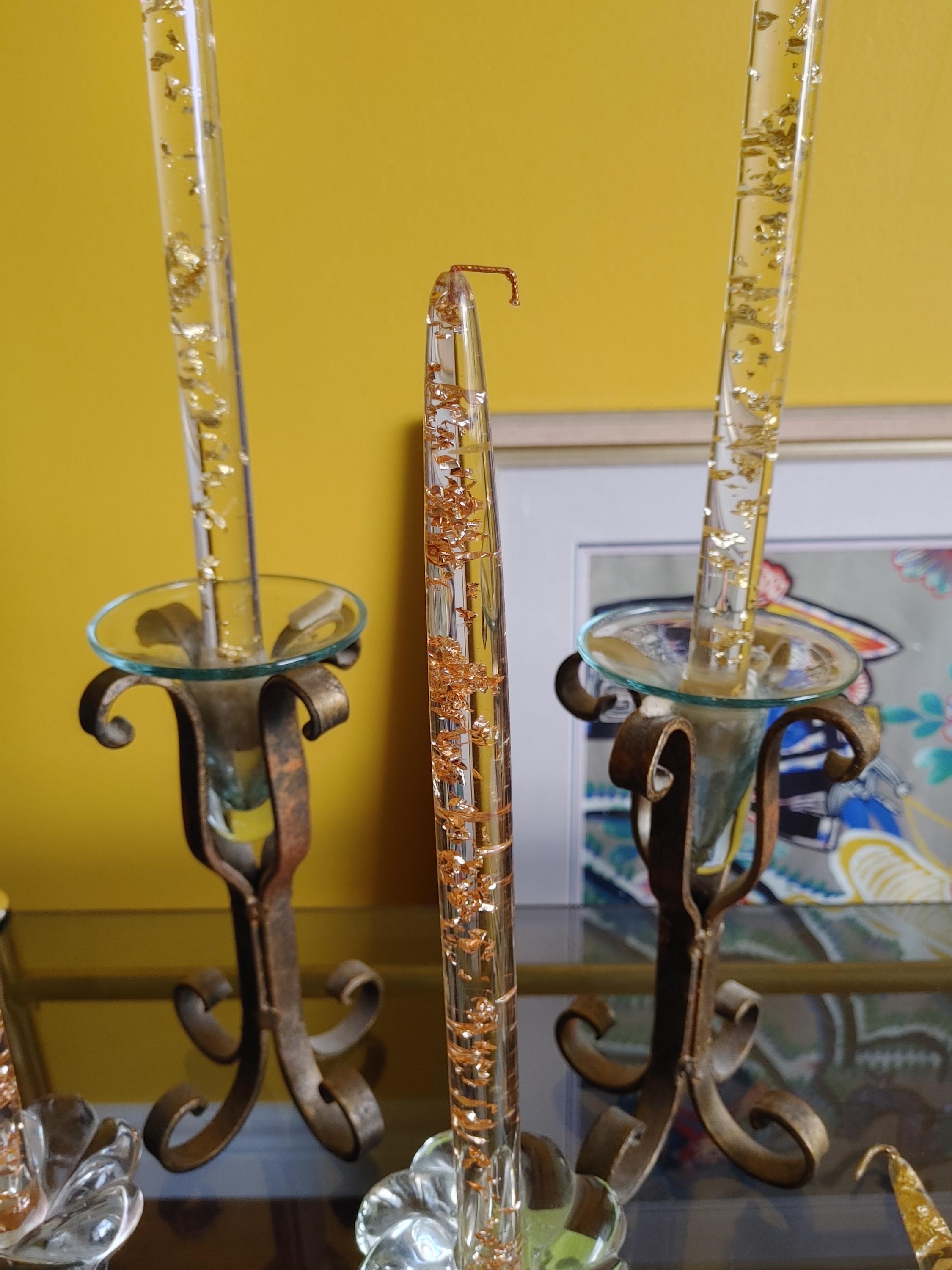 Vintage, Lucite Candles, With Gold, Silver, Bronze Flakes, MCM ...