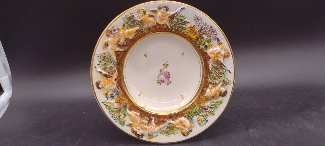 Vintage, Capodimonte, Tiered Plate, Bon Bon Plate, Canape, Cherubs ...