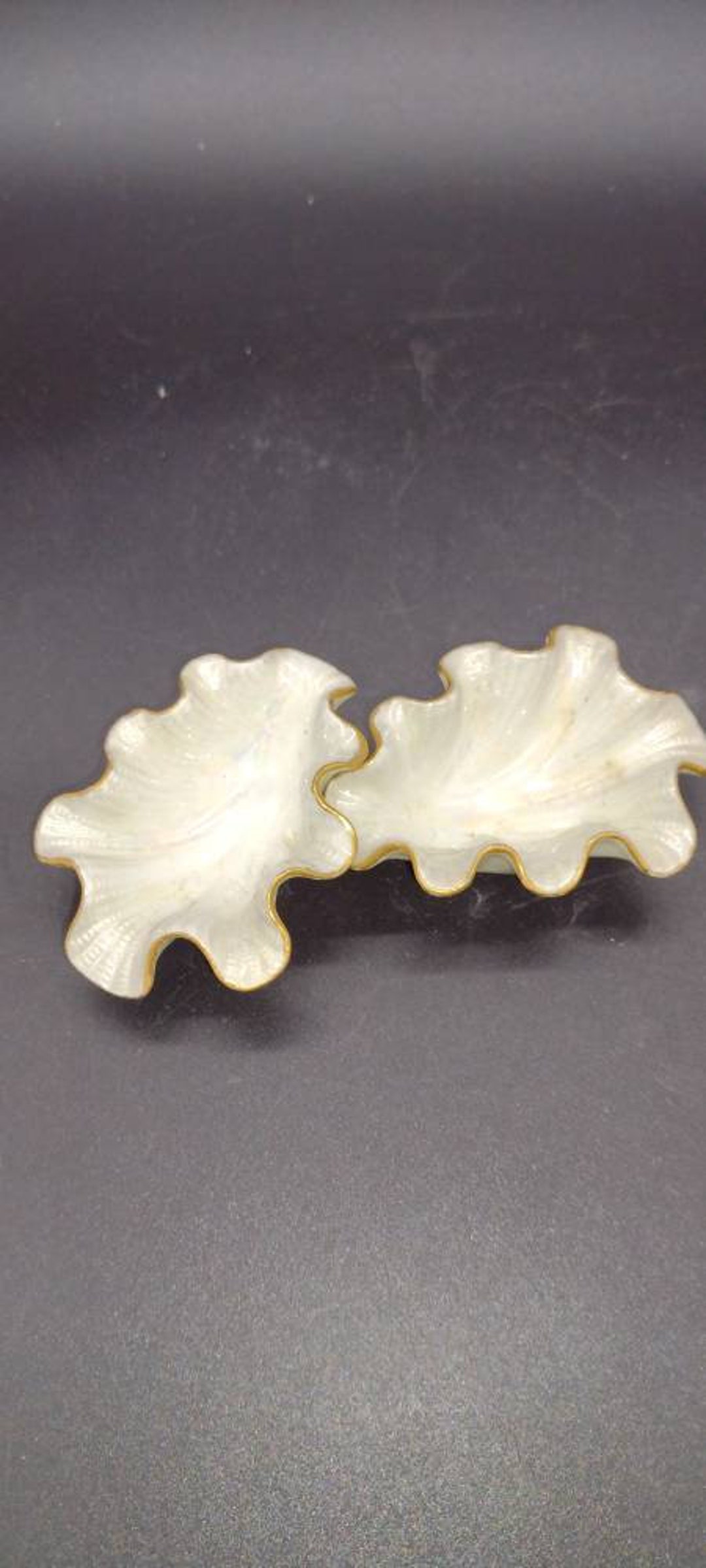 Vintage Set of Goa France Limoges / Limoges Ruffled Oyster Shaped Salt ...