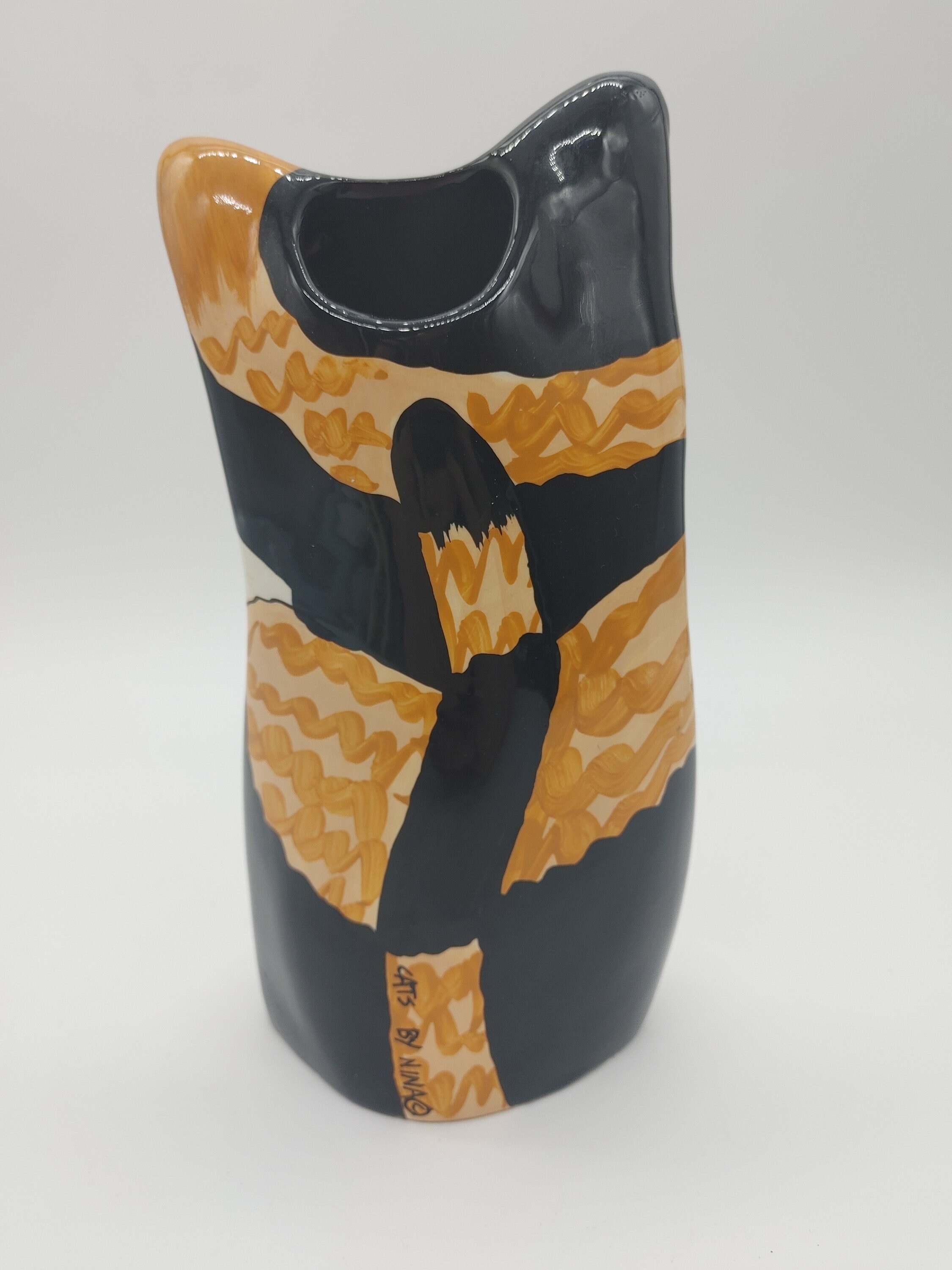 Vintage Calico Cat Ceramic Vase Signed Cat's by Nina - Etsy