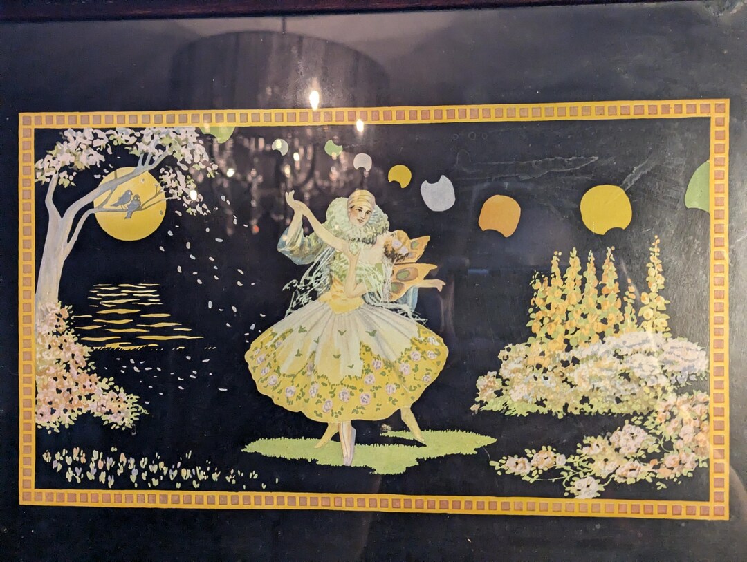 MARY GOLD, Serving Tray Lithograph, Art Deco, Print, Original Frame ...