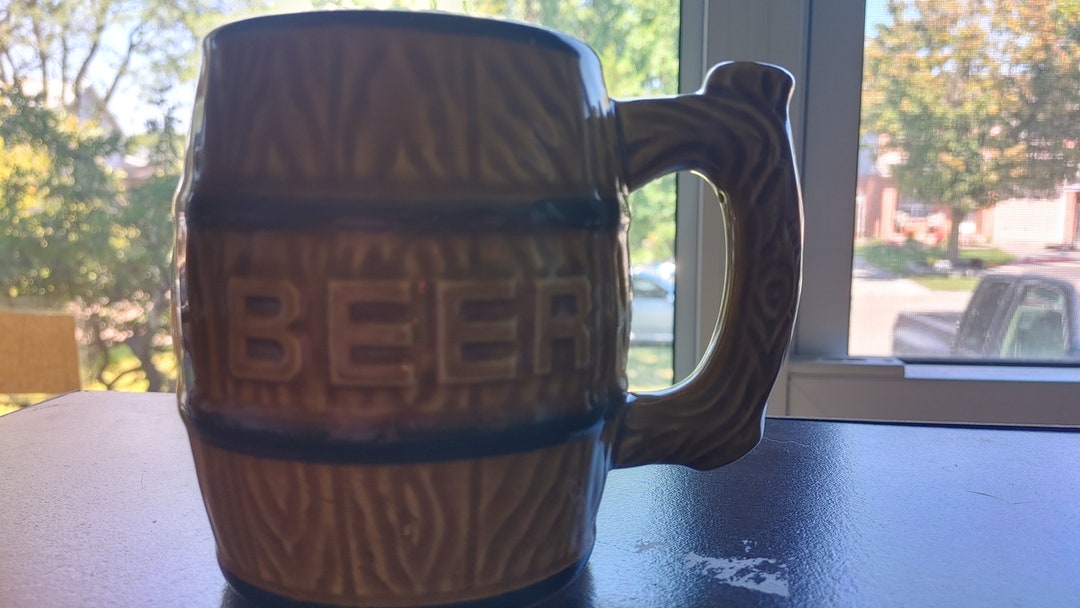 Vintage, Barrel Shaped, Beer Mug, Ceramic, Made in Japan, Gift, Beer ...