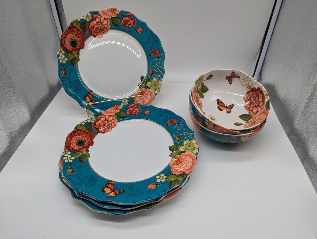 Discontinued, Pier 1, Danielle's Flowers, Dinner Plates, Bowls, Rare ...