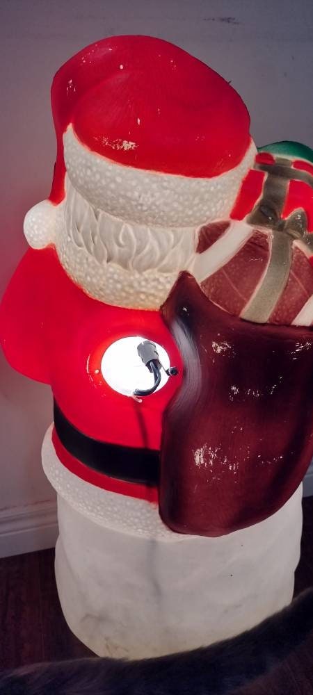 2001 Vintage, 32'' Santa Claus, Blow Mold, Elf, Elves, TPI, Lighted ...
