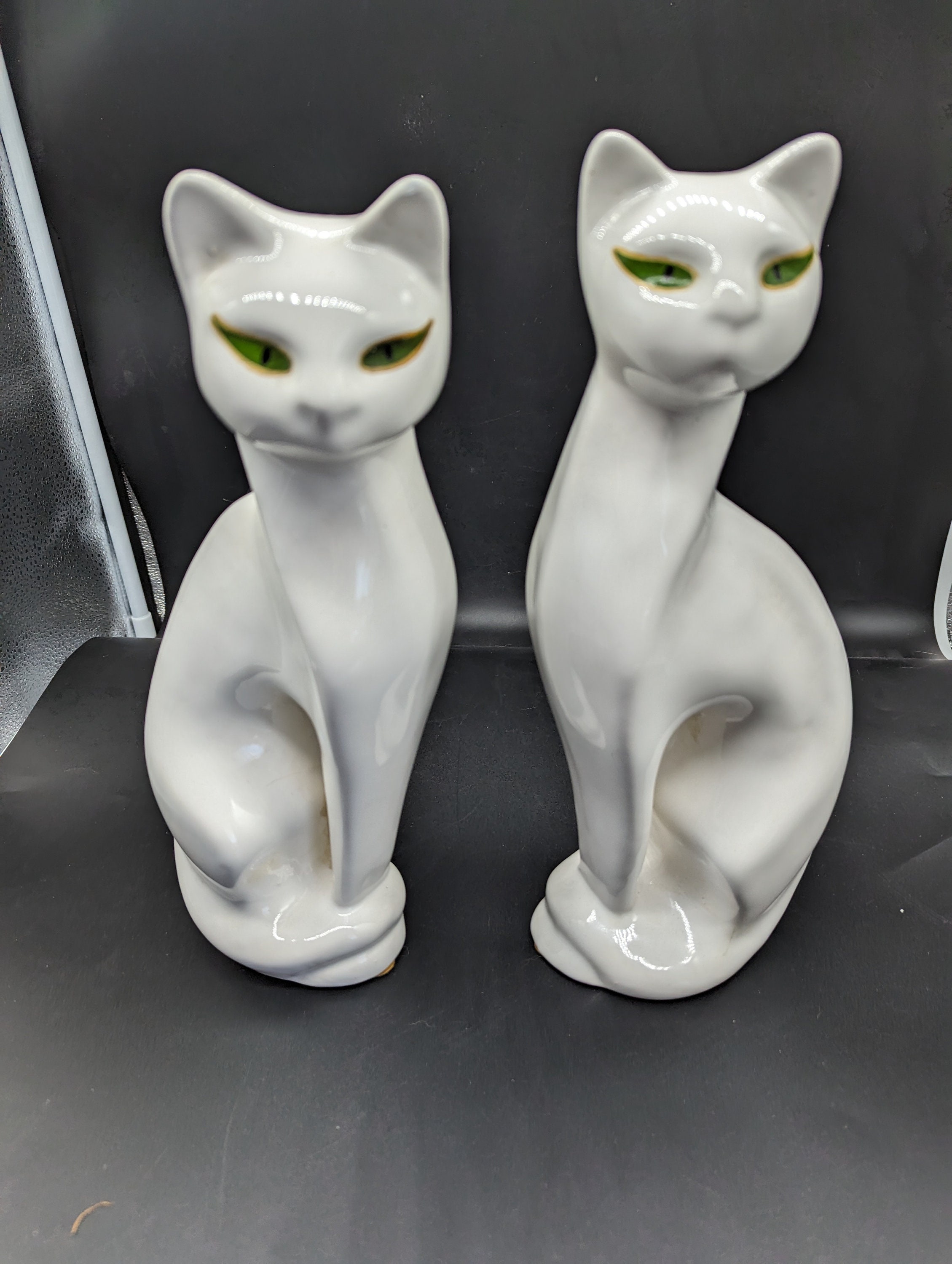 Vintage, Artmark, Brazil, Ceramic, Siamese Cats, White, Green Eyes, MCM ...