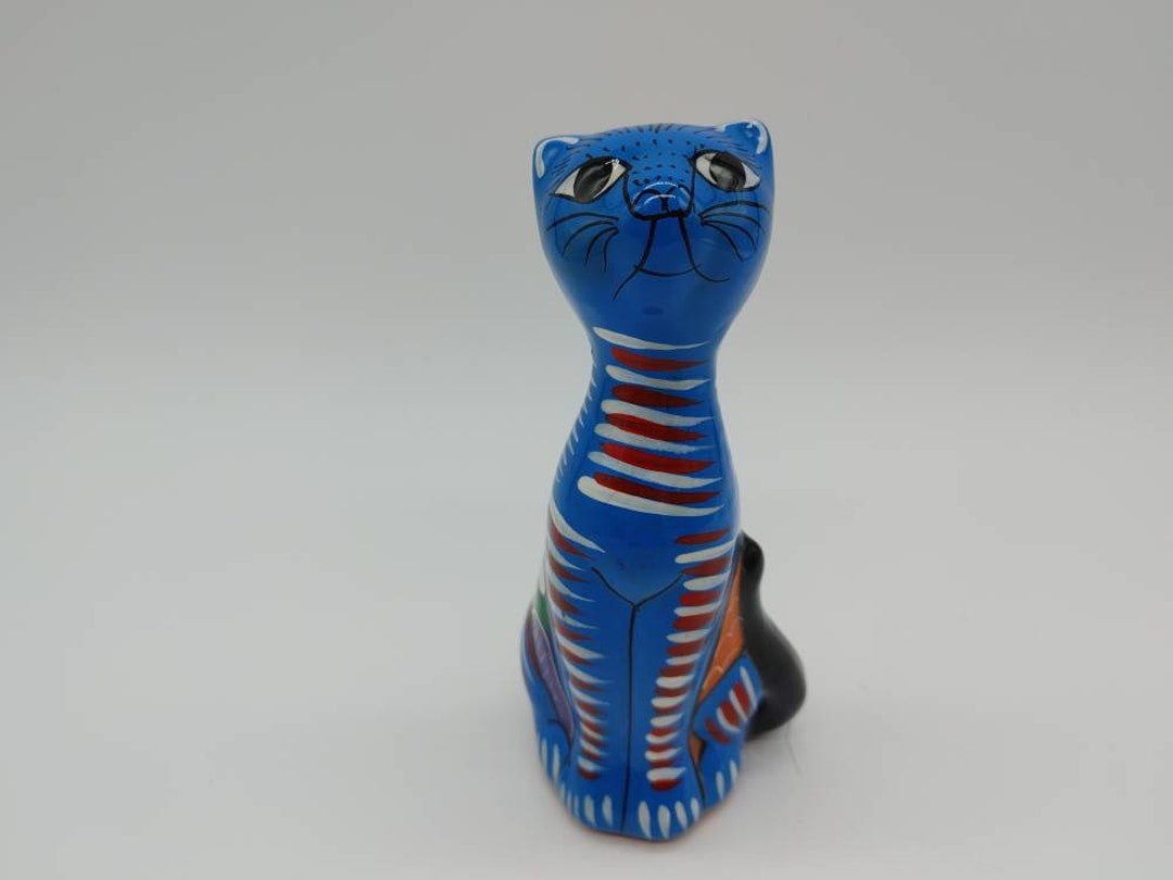 Colorful, Talavera, Cat, Figurine, Mexico, Folk Art, Red Clay, Pottery ...
