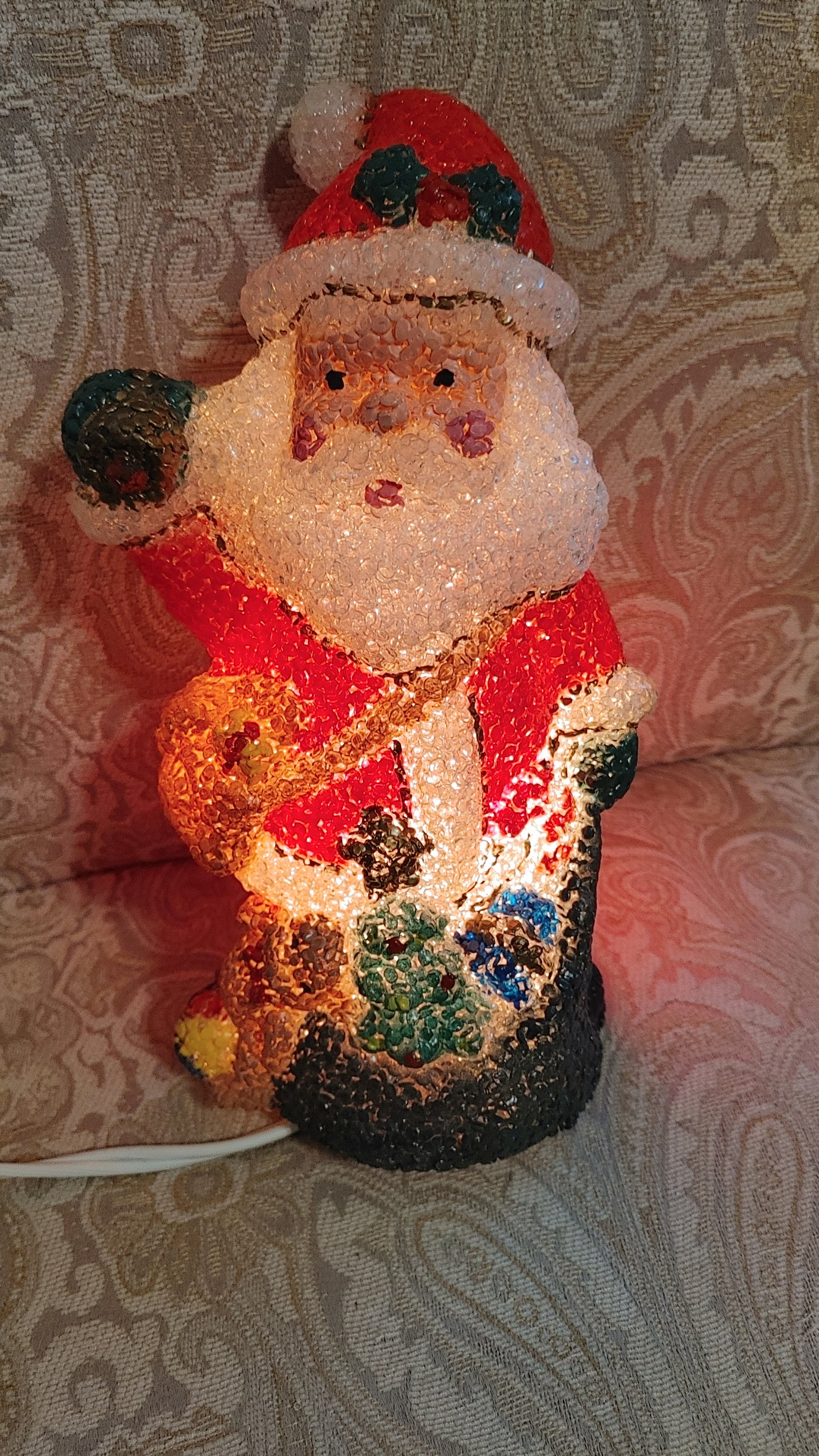 Melted Plastic, Popcorn, Santa, Lights Up, Holiday Decoration, Retro ...