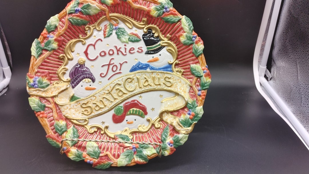 Vintage, Fitz and Floyd, Snowmen, Cookies for Santa, Plate, 3D ...