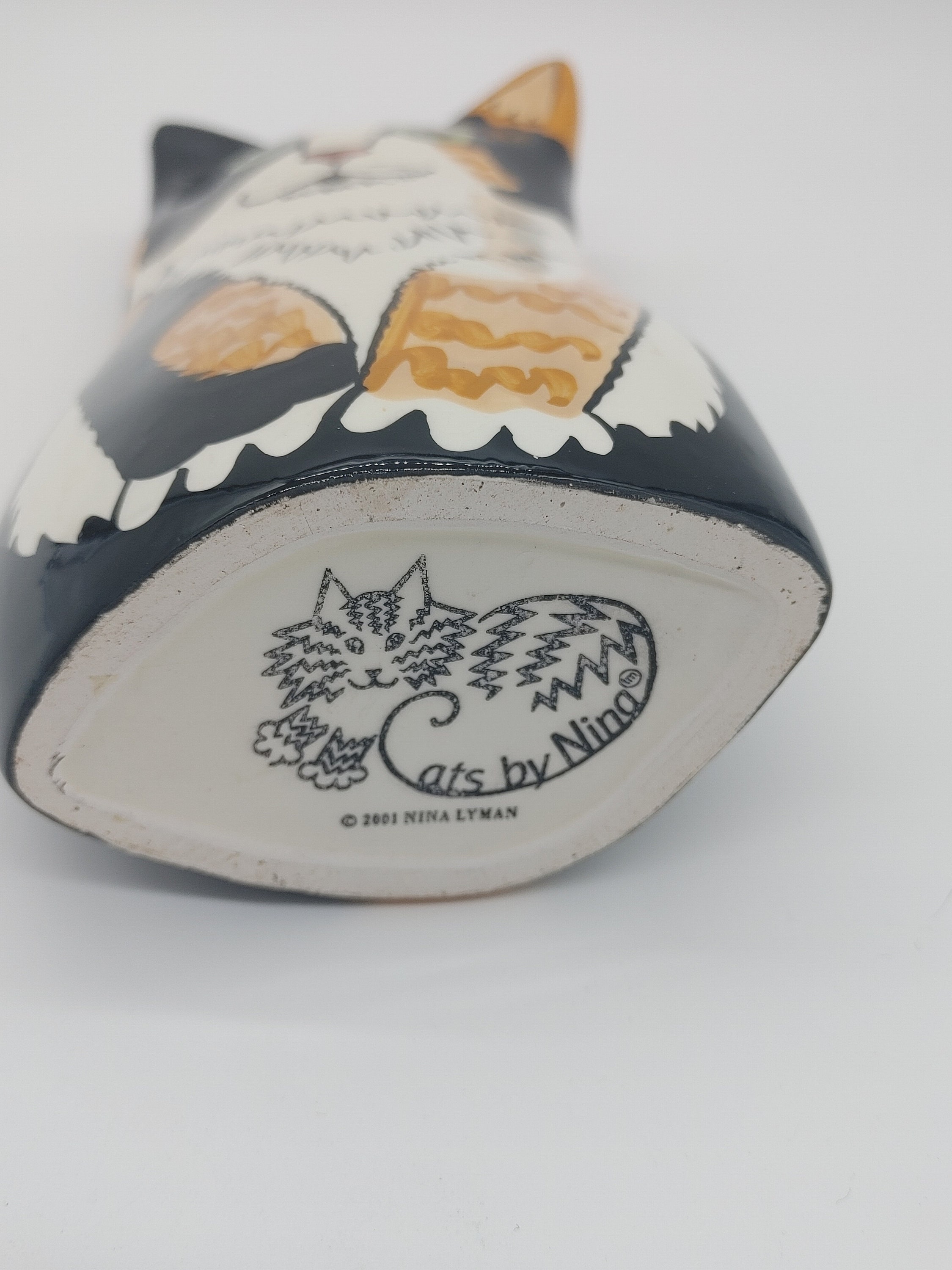 Vintage Calico Cat Ceramic Vase Signed Cat's by Nina - Etsy