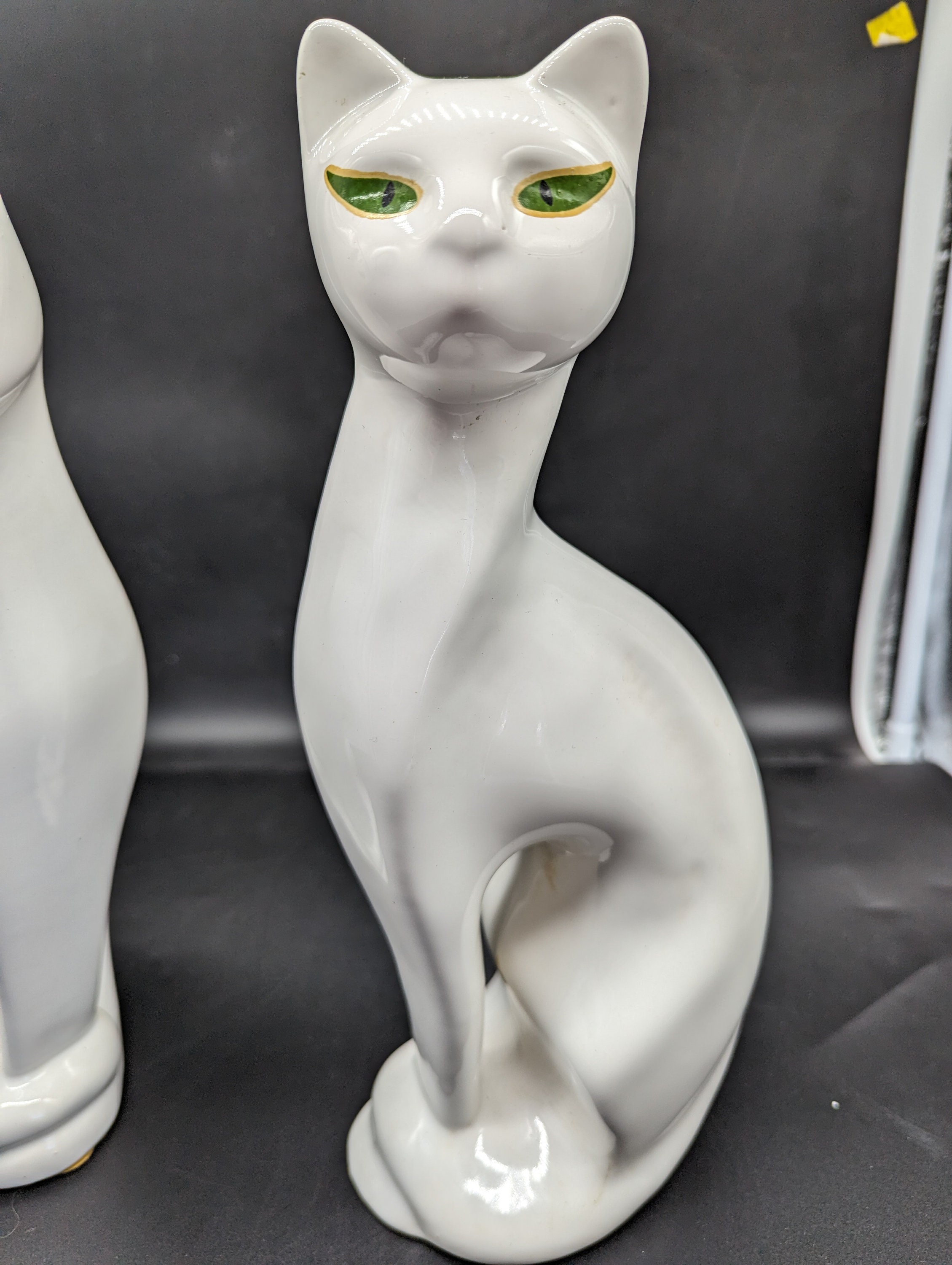 Vintage, Artmark, Brazil, Ceramic, Siamese Cats, White, Green Eyes, MCM ...
