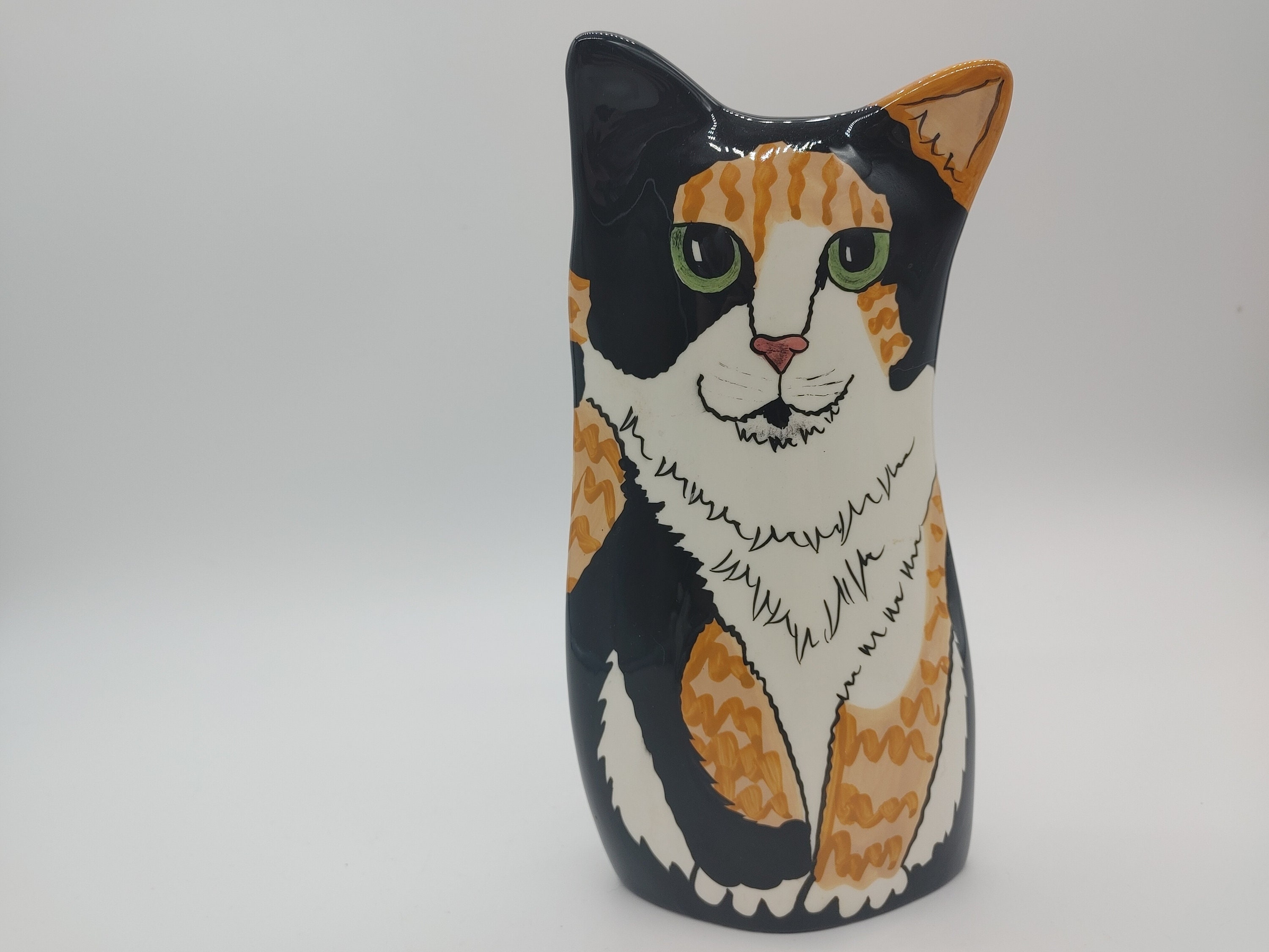 Vintage Calico Cat Ceramic Vase Signed Cat's by Nina - Etsy