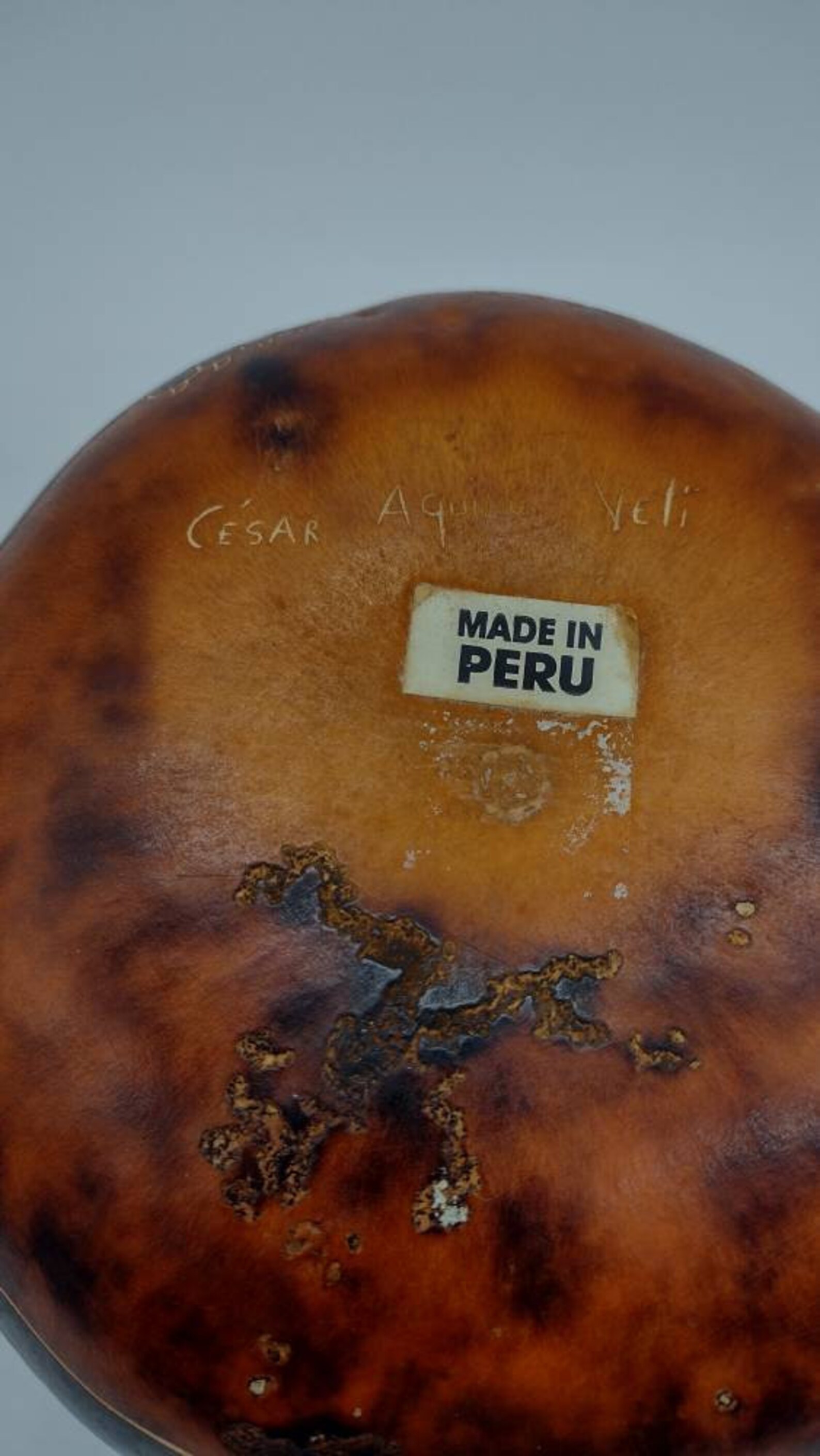 Vintage, Signed, Hand Carved, and Painted, Gourd, Cesar Aquino Veli ...