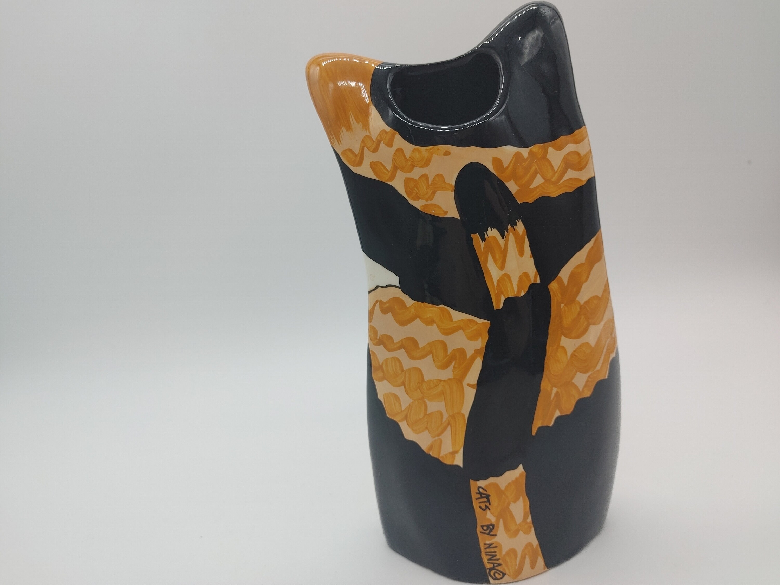 Vintage Calico Cat Ceramic Vase Signed Cat's by Nina - Etsy