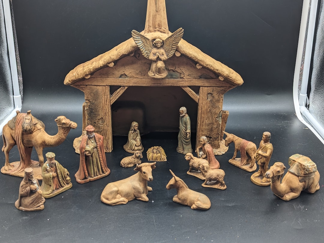 Vintage, Duncan Enterprise, Bisque, Ceramic, Nativity Set, Painted ...