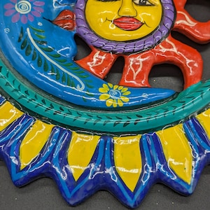 Vintage, Mexican, Handmade, Eclipse, Wall Art, Talavera, Sun, Moon ...