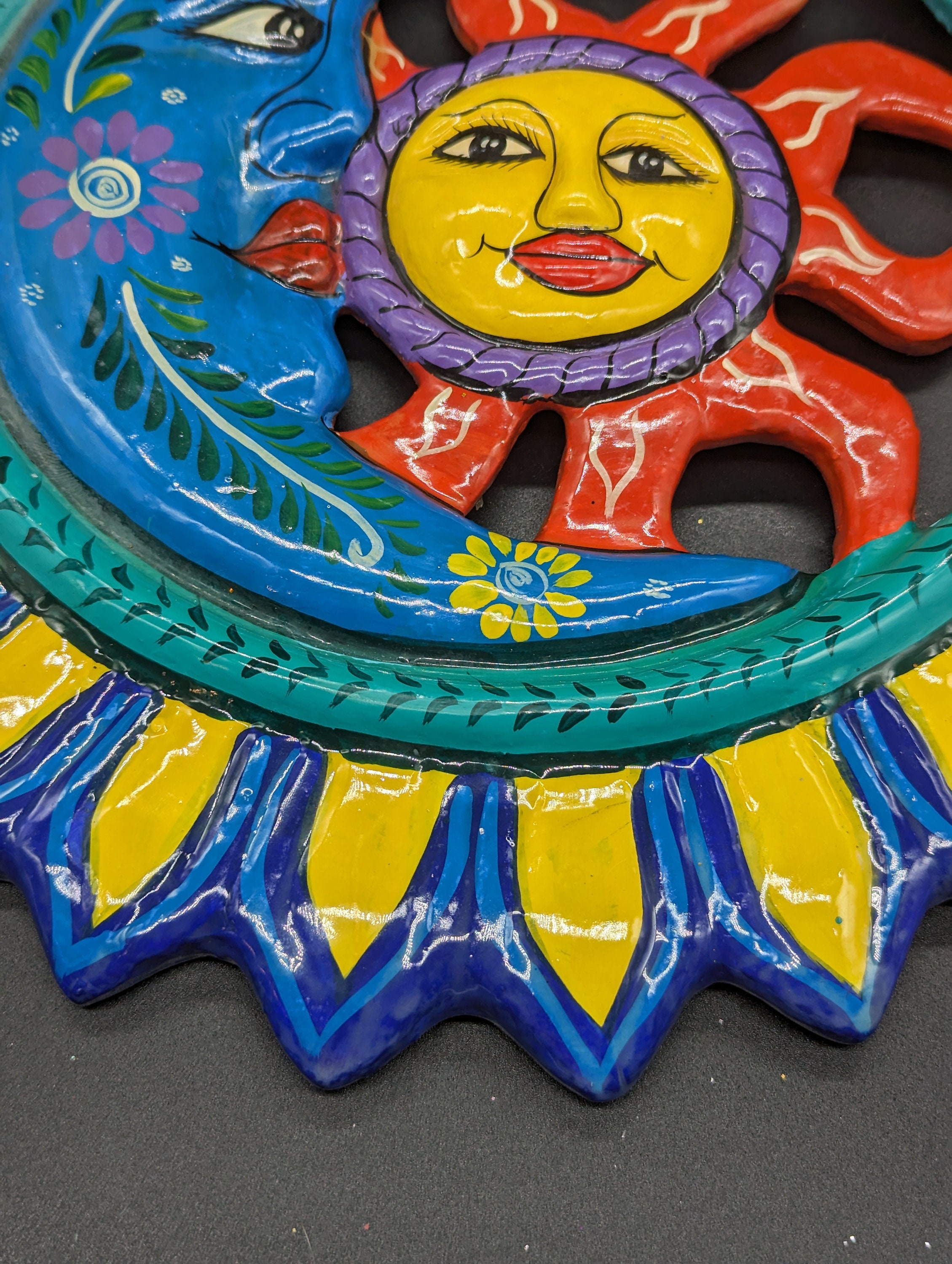 Vintage, Mexican, Handmade, Eclipse, Wall Art, Talavera, Sun, Moon ...