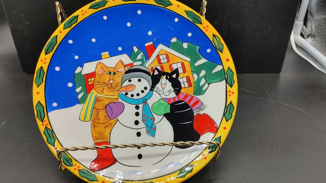 Catzilla Candace Reiter 2001 Christmas Winter Holiday Cat Snowman ...