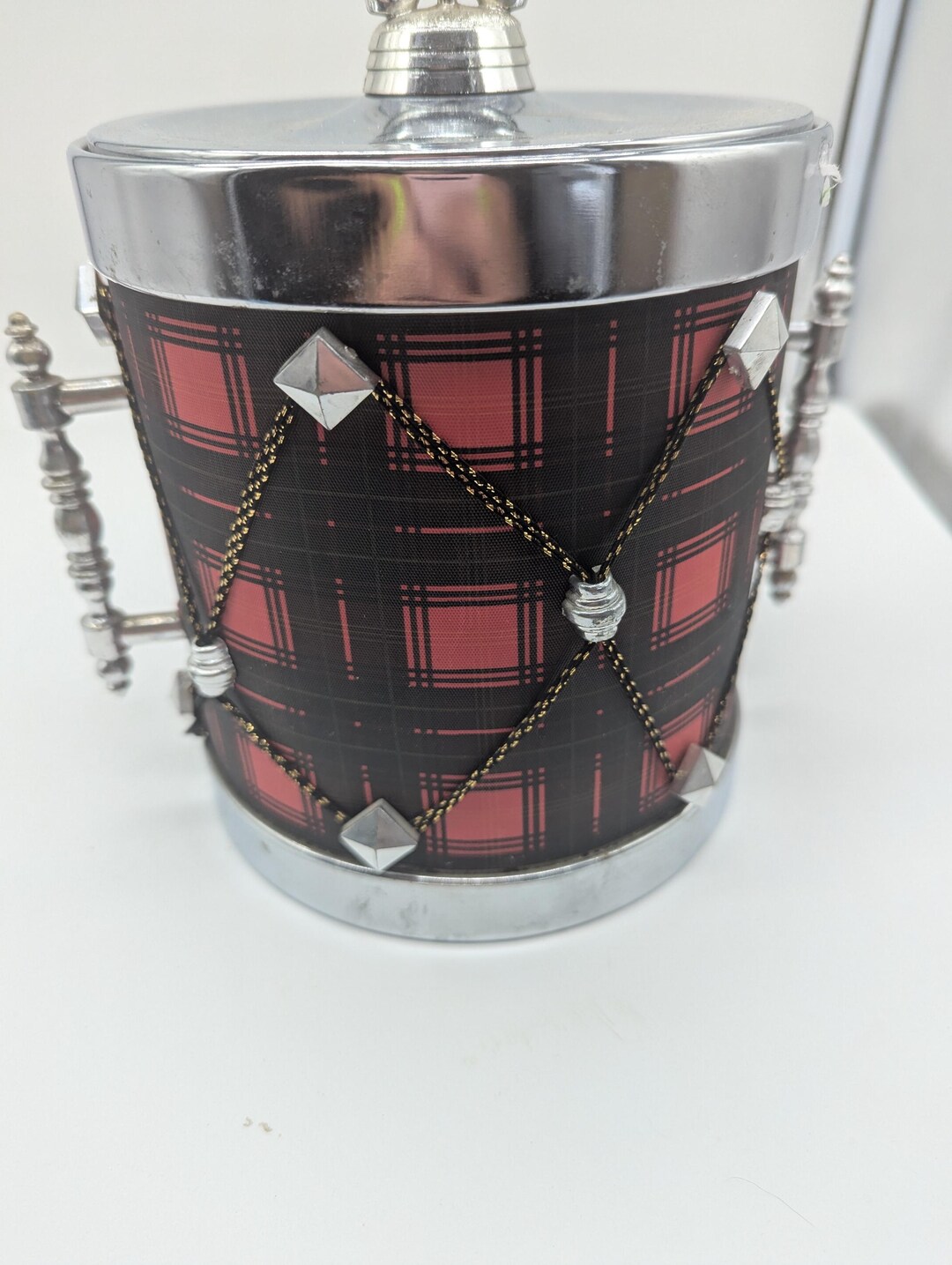 Vintage, Red Plaid, Ice Bucket, With Silver Handles, Circa 1970s, Mcm ...