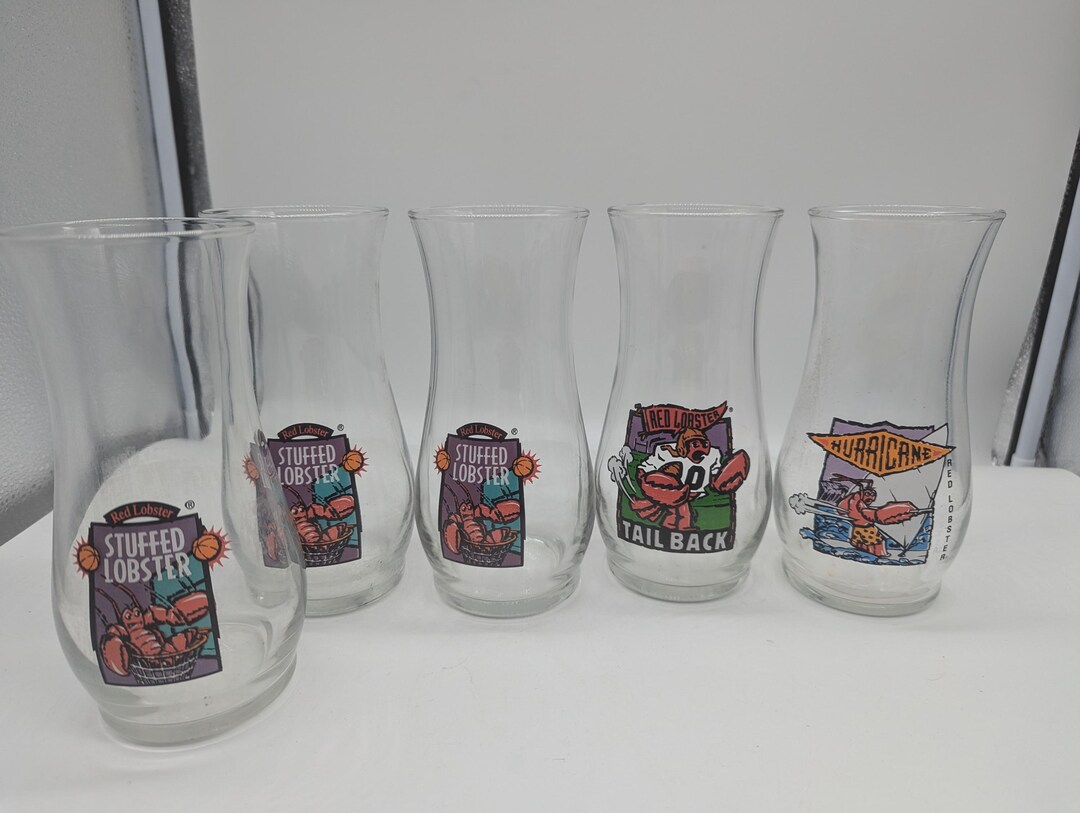 Vintage, Red Lobster, Hurricane Glasses, Set of 4 - Etsy