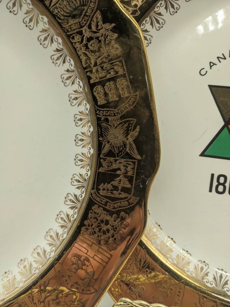 Vintage, Canada, Centennial Plates, Souvenir, Collector, Golds ...